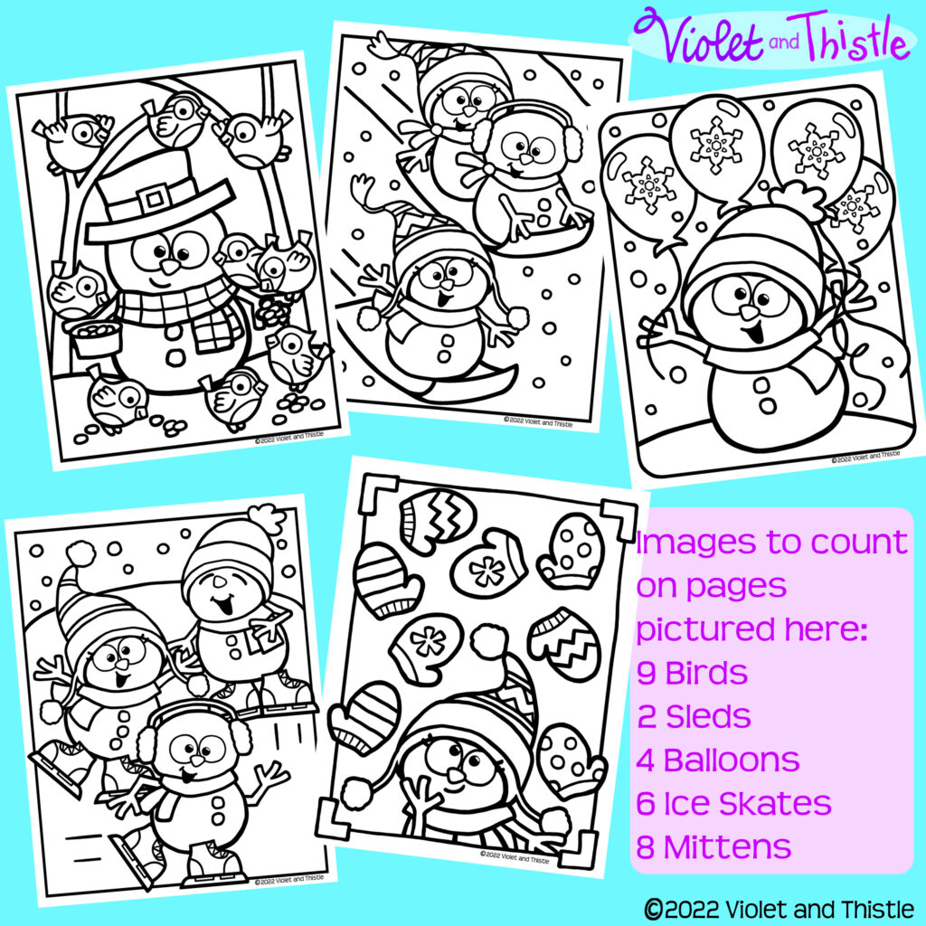 Snowman Coloring Pages Cute Snowman Winter Color Counting Sheets with ...