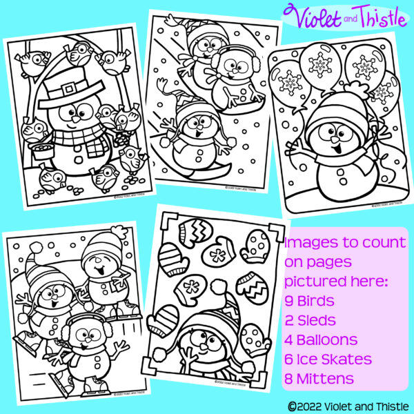 Snowman Coloring Pages Cute Snowman Winter Color Counting Sheets with ...
