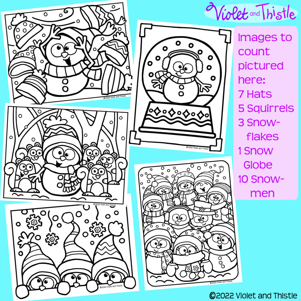 Snowman Coloring Pages Cute Snowman Winter Color Counting Sheets with ...