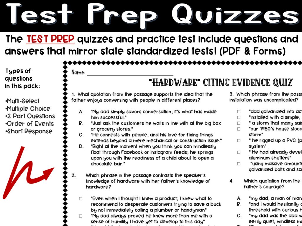 Reading Test Prep PRACTICE TEST Standardized Test Practice Nonfiction ...