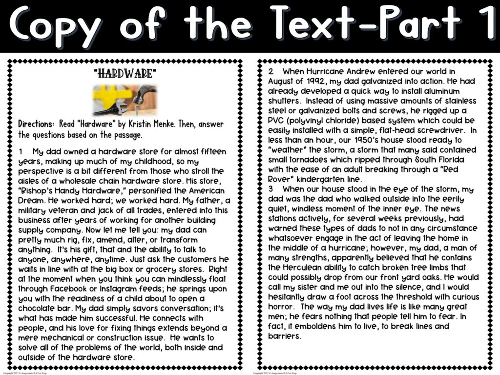 Reading Test Prep PRACTICE TEST Standardized Test Practice Nonfiction ...