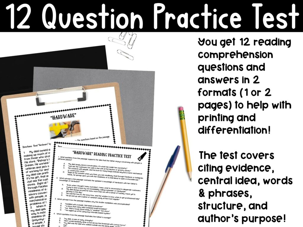 Reading Test Prep PRACTICE TEST Standardized Test Practice Nonfiction ...