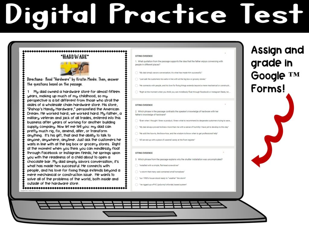 Reading Test Prep PRACTICE TEST Standardized Test Practice Nonfiction ...