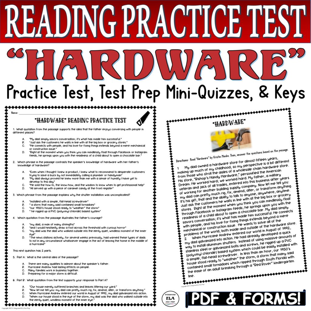 Reading Test Prep PRACTICE TEST Standardized Test Practice Nonfiction ...
