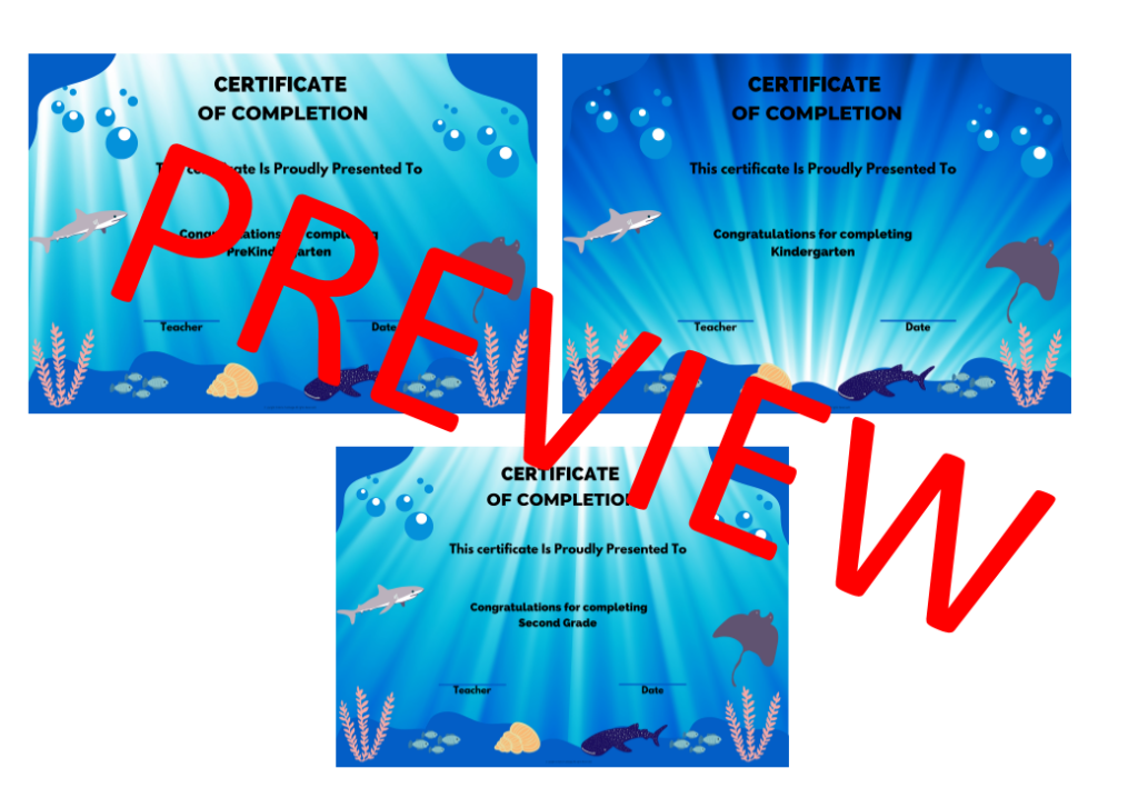 Editable Student Awards Certificate of Completion Ocean Theme | Made By ...