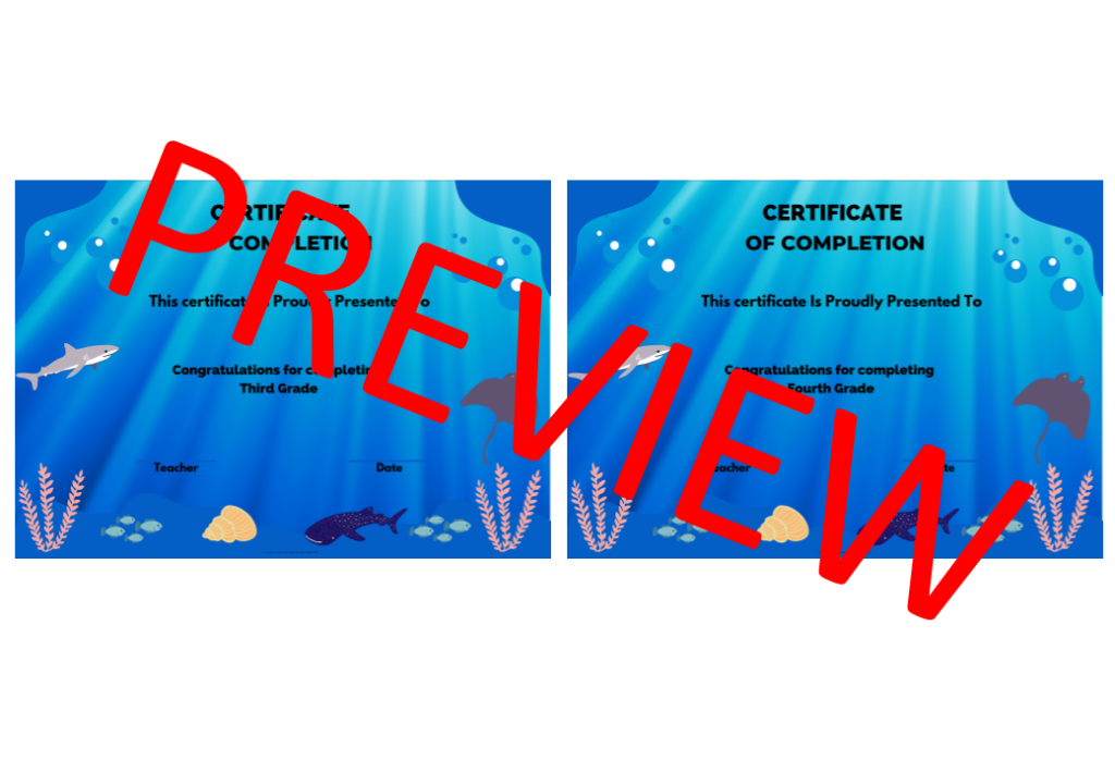 Editable Student Awards Certificate of Completion Ocean Theme | Made By ...
