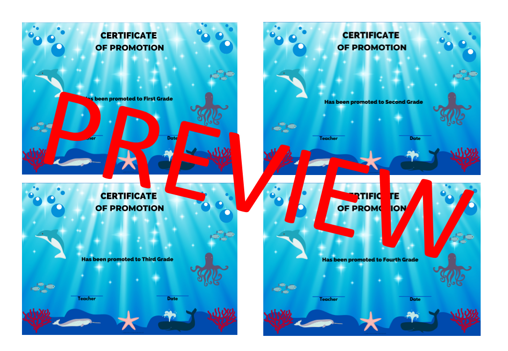 Editable Student Awards Certificate of Promotion Ocean Theme | Made By ...