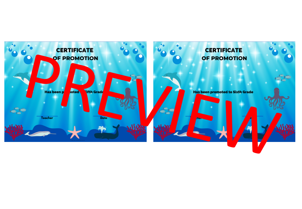 Editable Student Awards Certificate of Promotion Ocean Theme | Made By ...