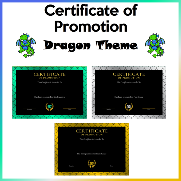 Editable Student Awards Certificate of Promotion Dragon Theme | Made By ...