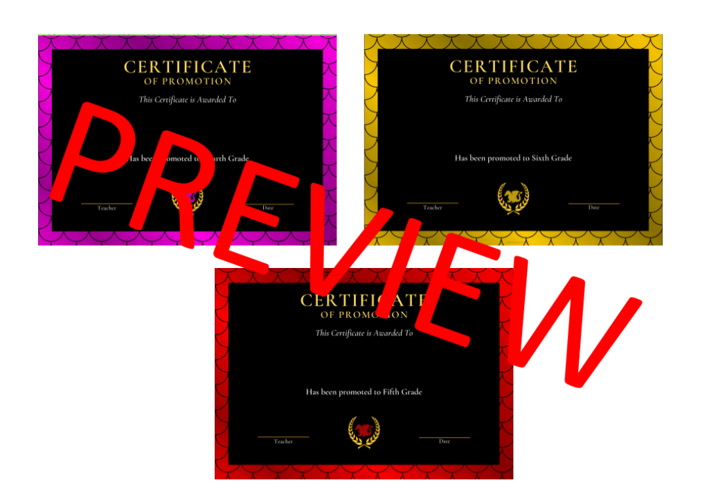 Editable Student Awards Certificate of Promotion Dragon Theme | Made By ...