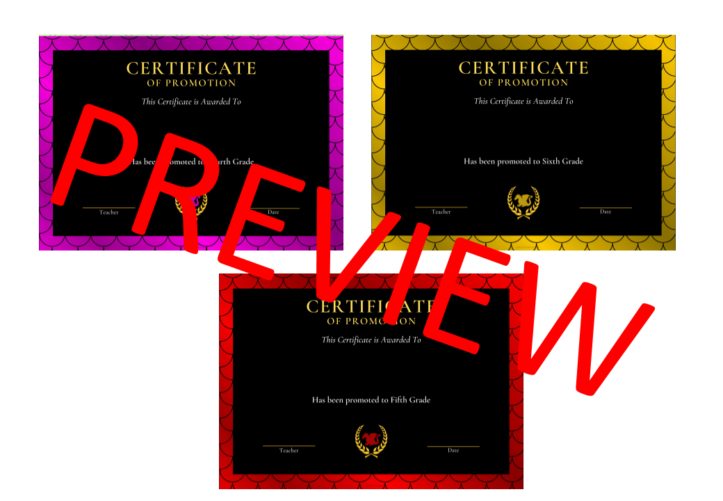 Editable Student Awards Certificate of Promotion Dragon Theme | Made By ...