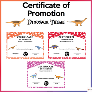 End of Year Awards, Certificate of Completion & Promotion Dinosaur ...