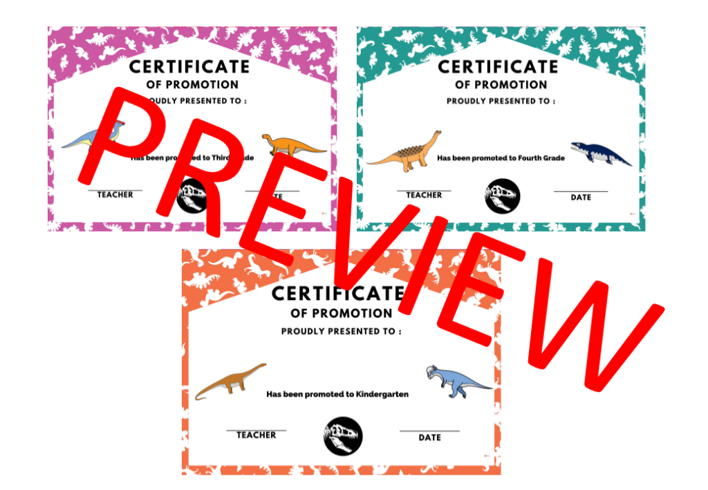 Editable Certificate of Promotion Dinosaur Theme | Made By Teachers
