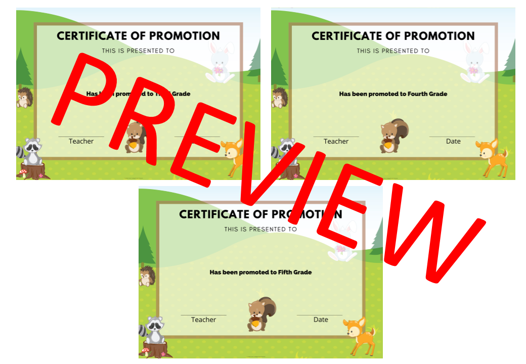 Editable Certificate of Promotion Woodland Theme | Made By Teachers