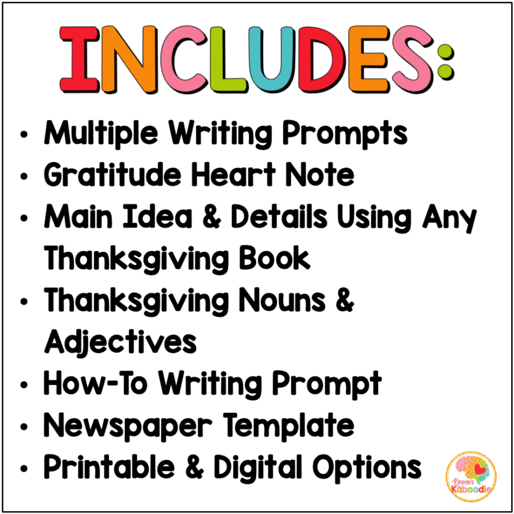 Thanksgiving Literacy Activities: No Prep Printable and Digital ...