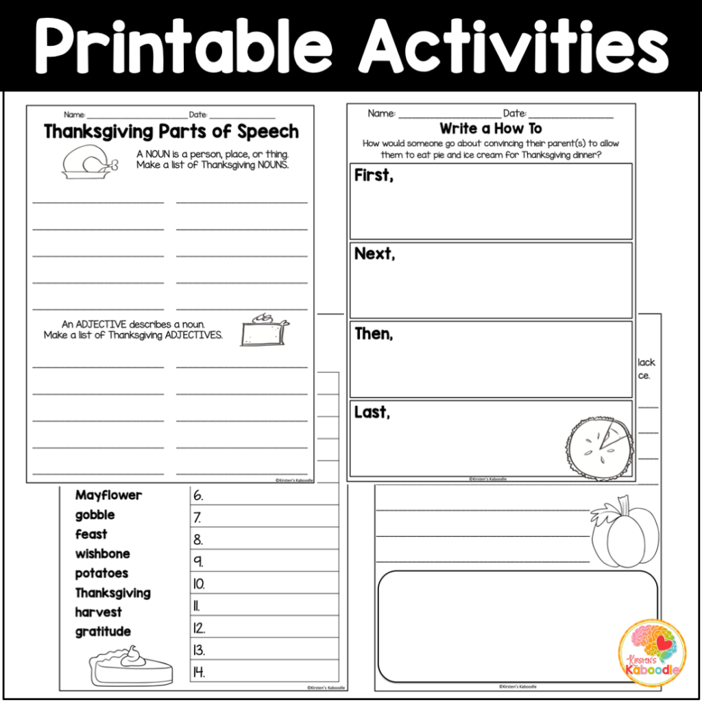 Thanksgiving Literacy Activities: No Prep Printable and Digital ...