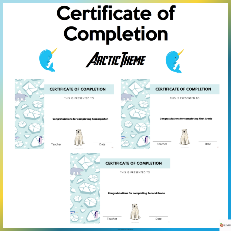 Student Awards Certificate of Completion and Promotion Arctic Theme ...