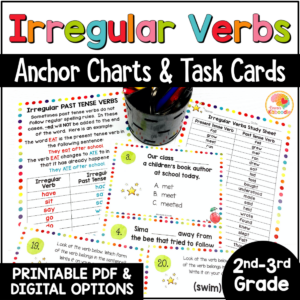 Irregular Verbs: Irregular Past Tense Verbs List, Task Cards, & Anchor ...