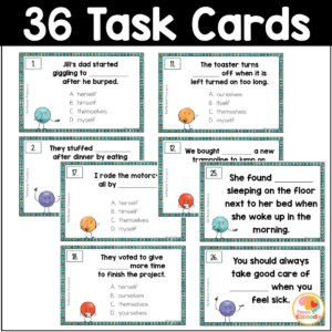 Reflexive Pronouns Anchor Charts and Task Cards Activities - Made By ...