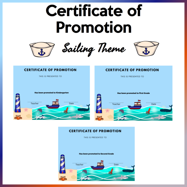 End of Year Awards, Certificate of Completion and Promotion Ocean Theme ...