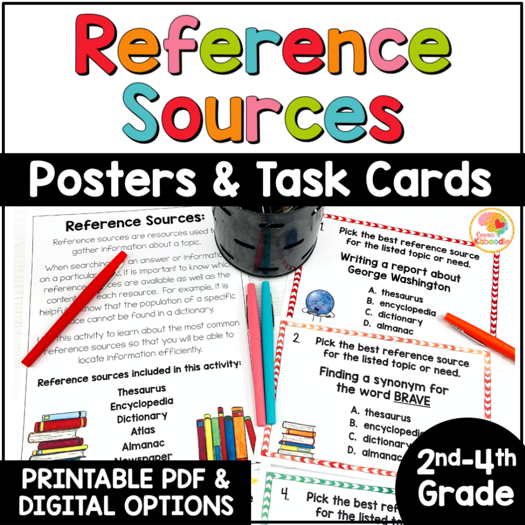 Reference Materials Activities | Reference Sources Posters & Task Cards ...