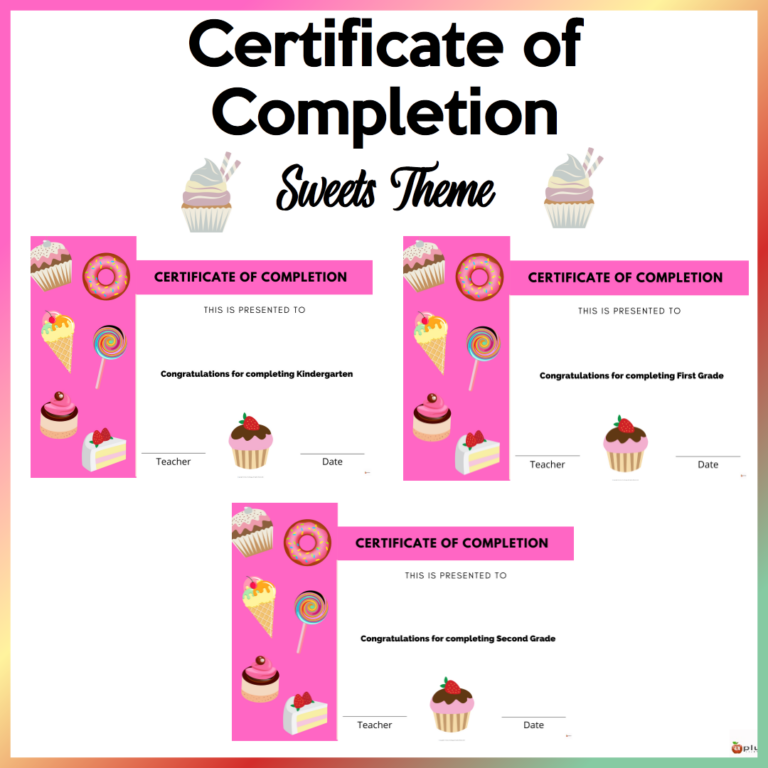 Editable Certificate of Completion Sweets Theme - Made By Teachers