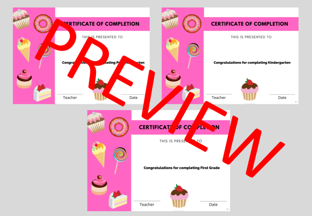 Editable Certificate of Completion Sweets Theme | Made By Teachers