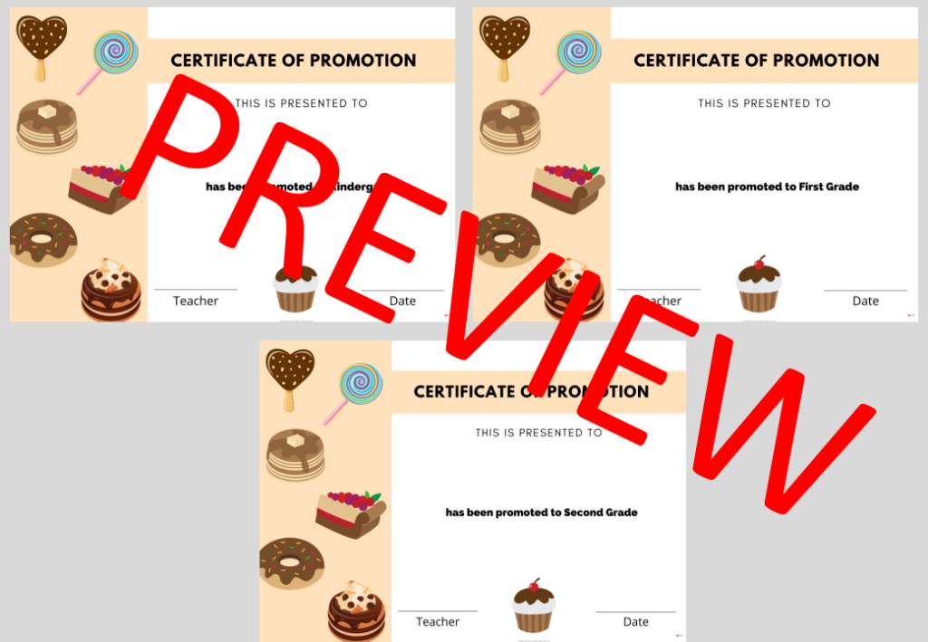 Editable Certificate of Promotion Sweets Theme - Made By Teachers