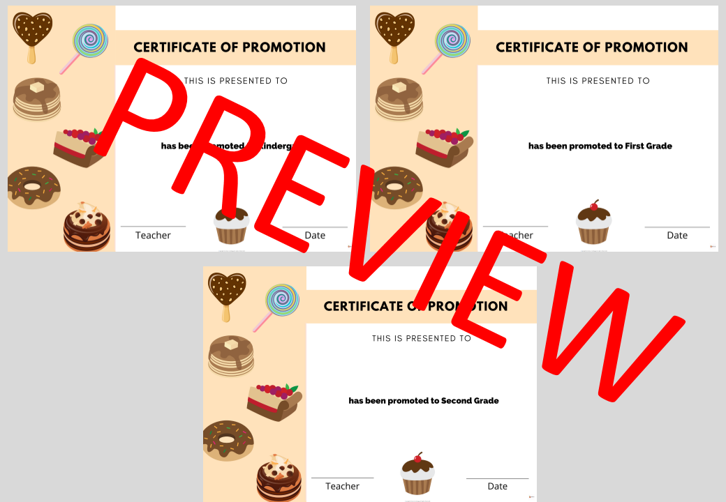 Editable Certificate of Promotion Sweets Theme | Made By Teachers