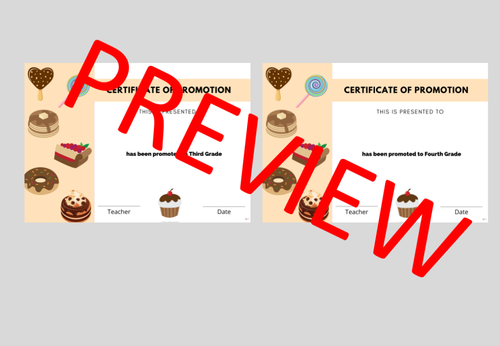Editable Certificate of Promotion Sweets Theme | Made By Teachers