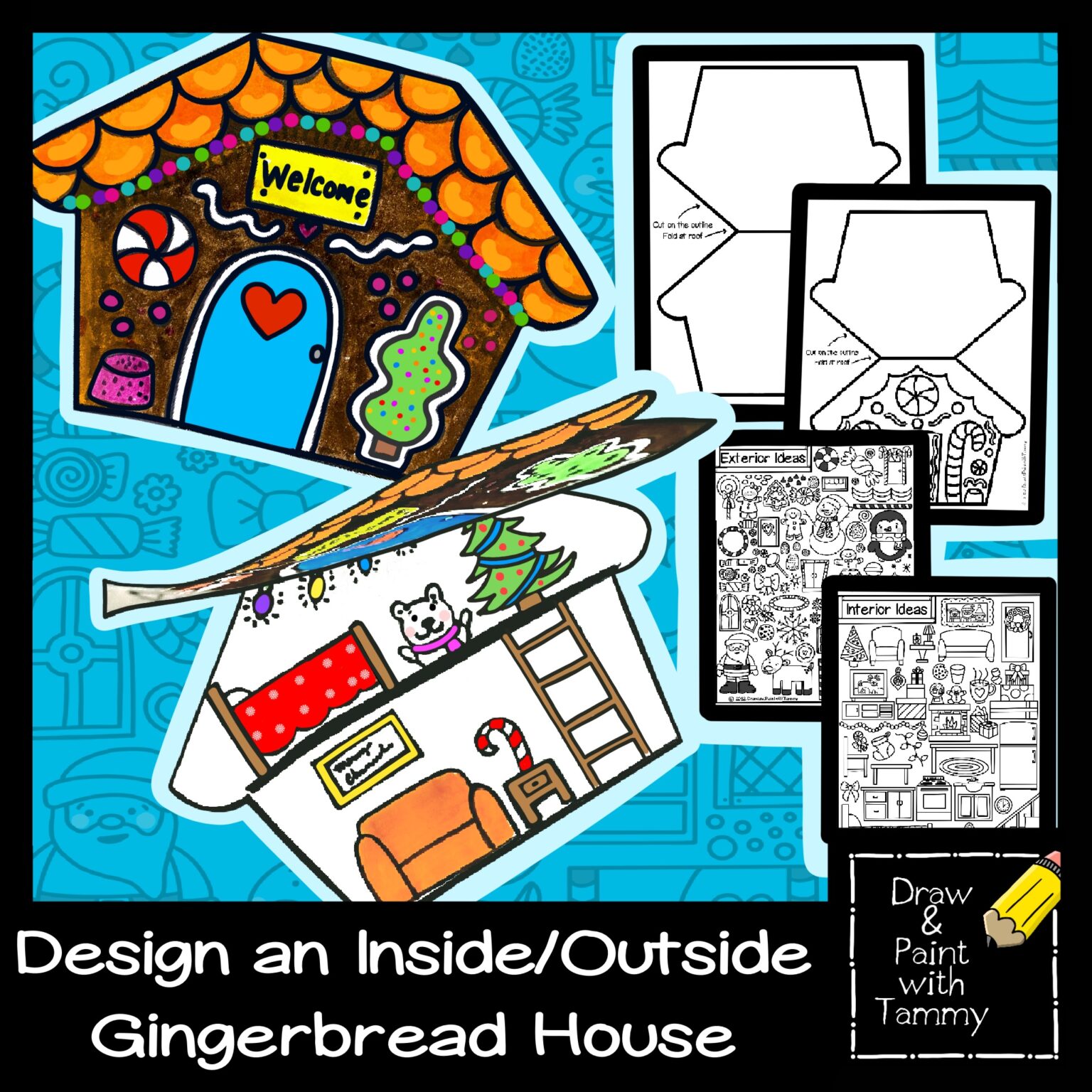 Design a Gingerbread House Christmas Drawing Activity Art Sub | Made By ...