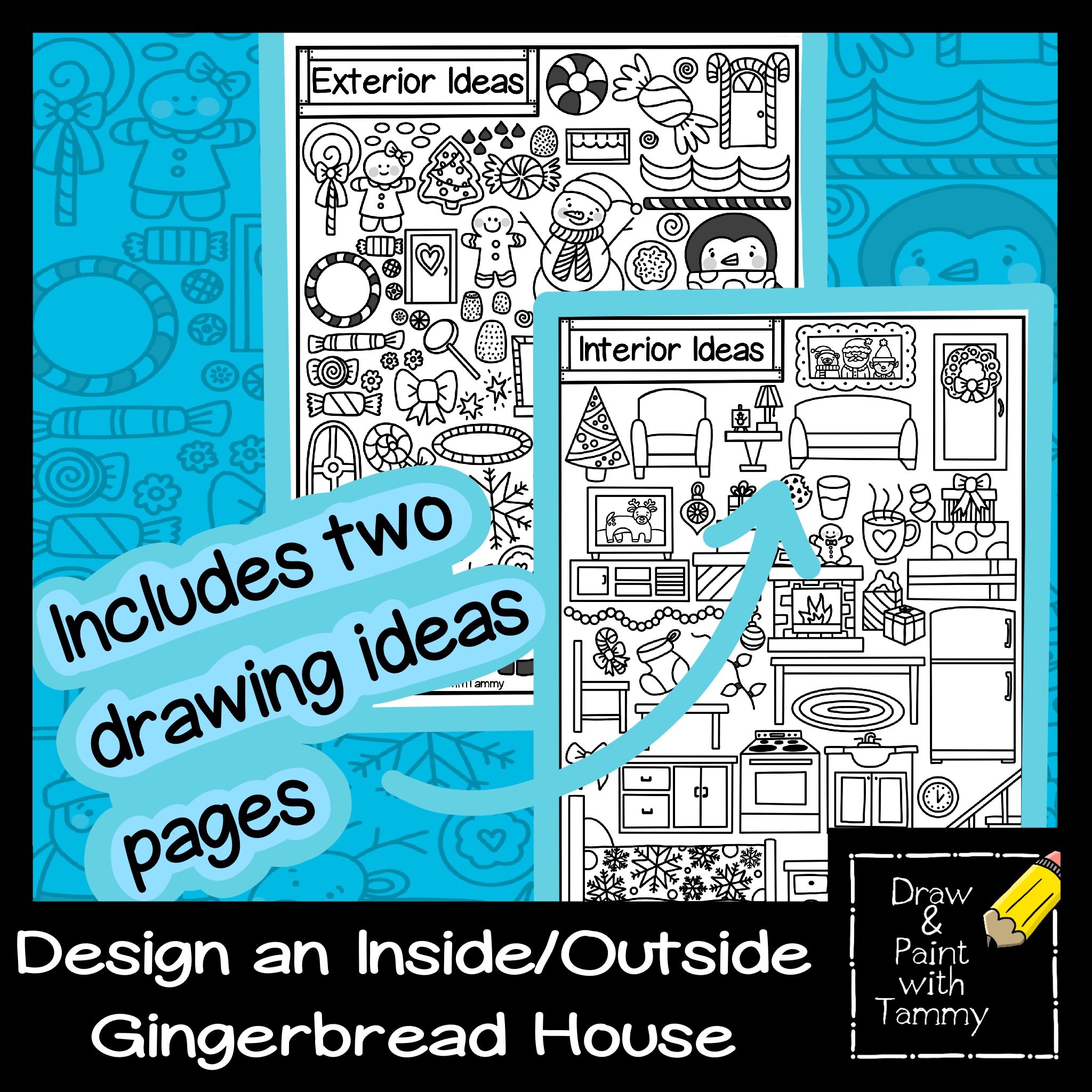 Design a Gingerbread House Christmas Drawing Activity Art Sub | Made By ...