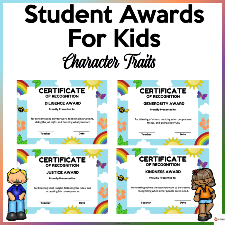 Student Awards Character Traits For Kids | Made By Teachers