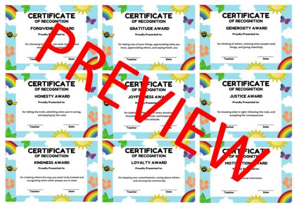 Student Awards Character Traits For Kids | Made By Teachers