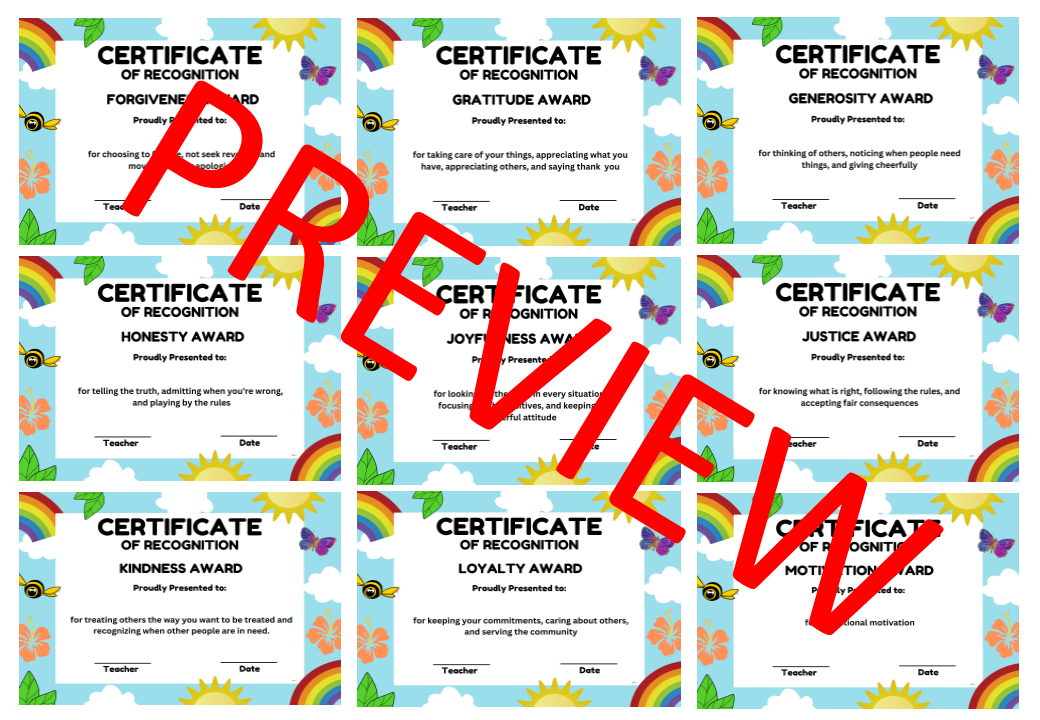 Student Awards Character Traits For Kids | Made By Teachers