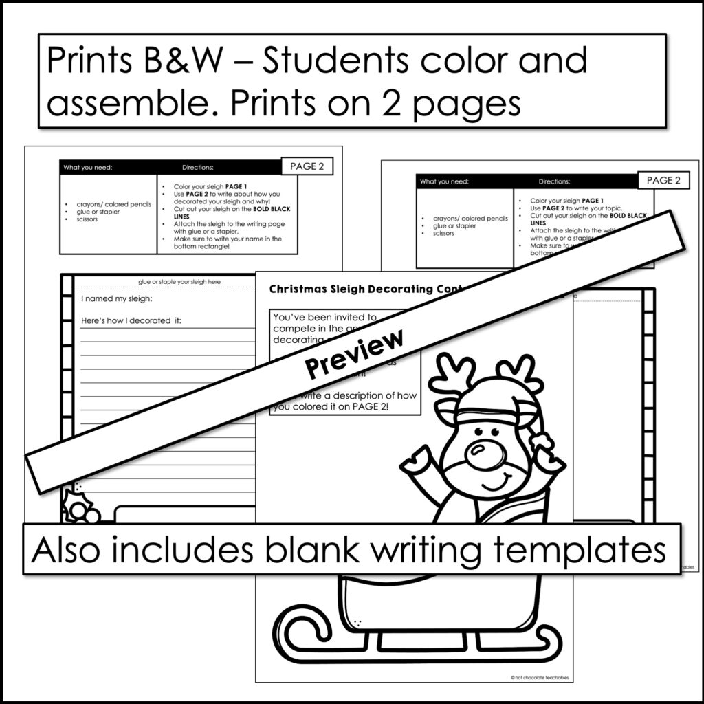 Christmas Sleigh Craft | Descriptive Writing Activity and Contest for ...