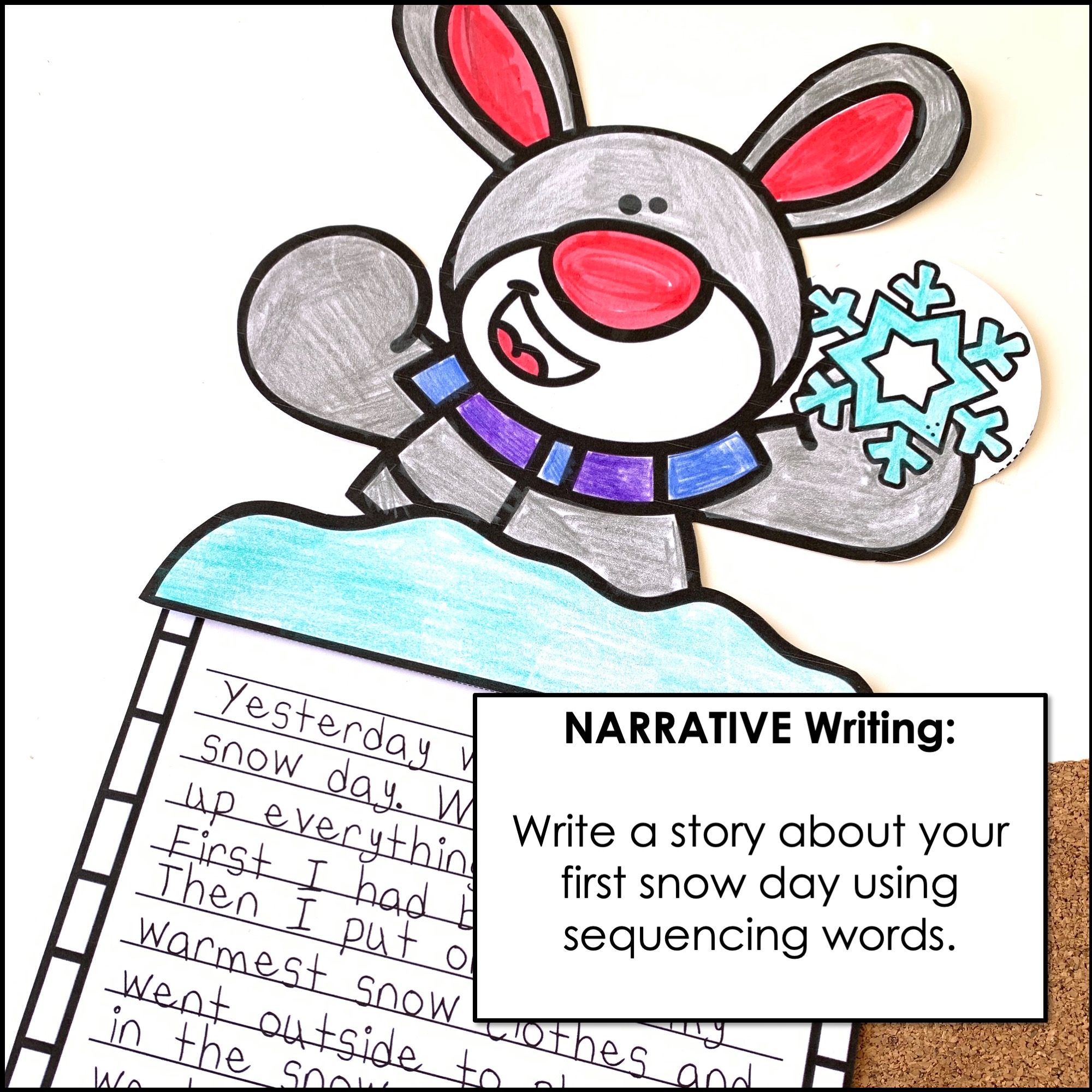 Snow Day Craft | Past Tense Narrative Writing Activity ELA / ESL / EFL ...