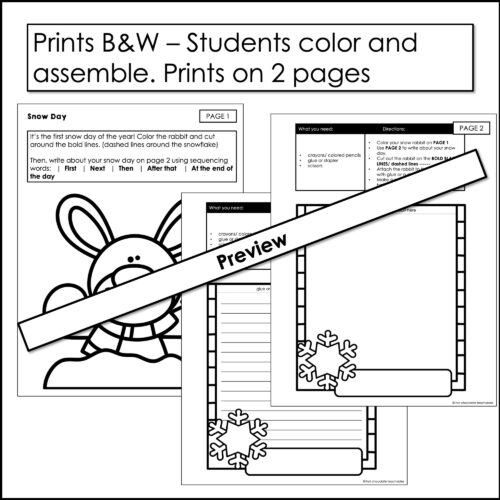 Snow Day Craft | Past Tense Narrative Writing Activity ELA / ESL / EFL ...