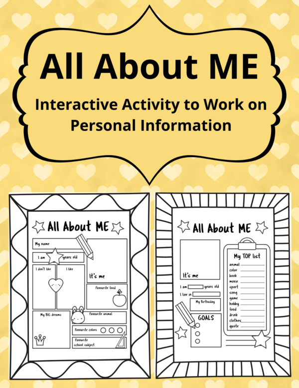All About Me Worksheets - Interactive Activity to Work on Personal ...