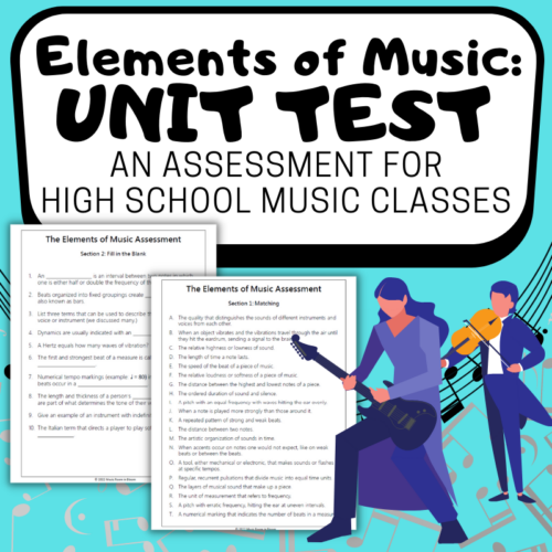 ELEMENTS OF MUSIC Unit Test for High School Music Appreciation | Made ...