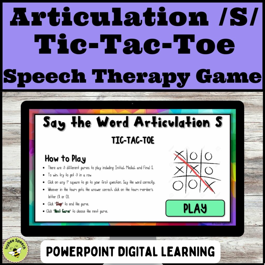 Speech Therapy Articulation S Tic Tac Toe PowerPoint Game | Made By ...