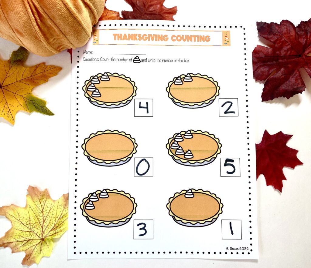 Thanksgiving Counting and Number Tracing | Made By Teachers