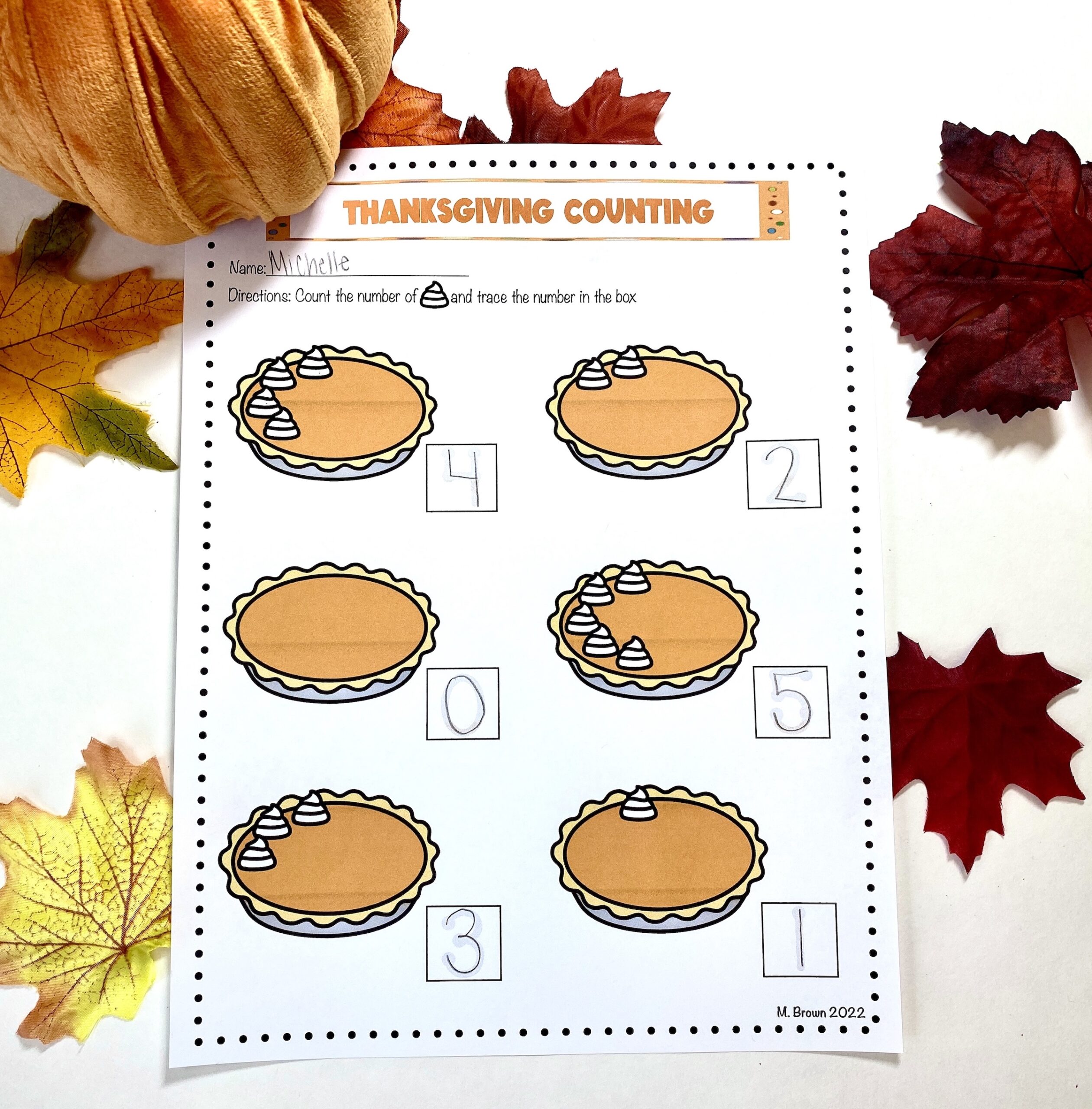 Thanksgiving Counting and Number Tracing | Made By Teachers