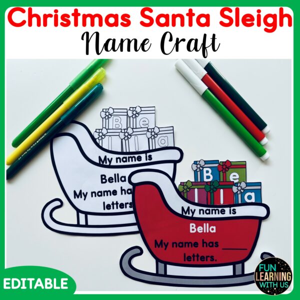 Editable Christmas Santa Sleigh Name Crafts | Winter Name Craft ...