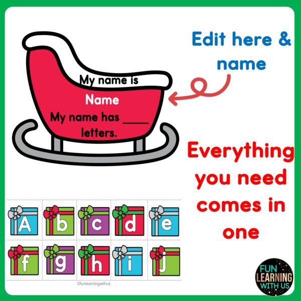 Editable Christmas Santa Sleigh Name Crafts | Winter Name Craft ...