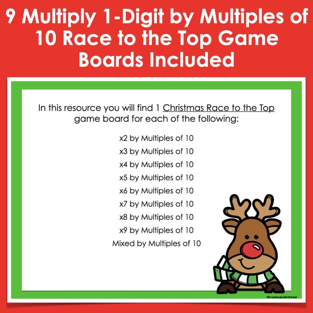 Christmas Math Games Multiply 1-Digit Numbers by Multiples of 10 | Made ...