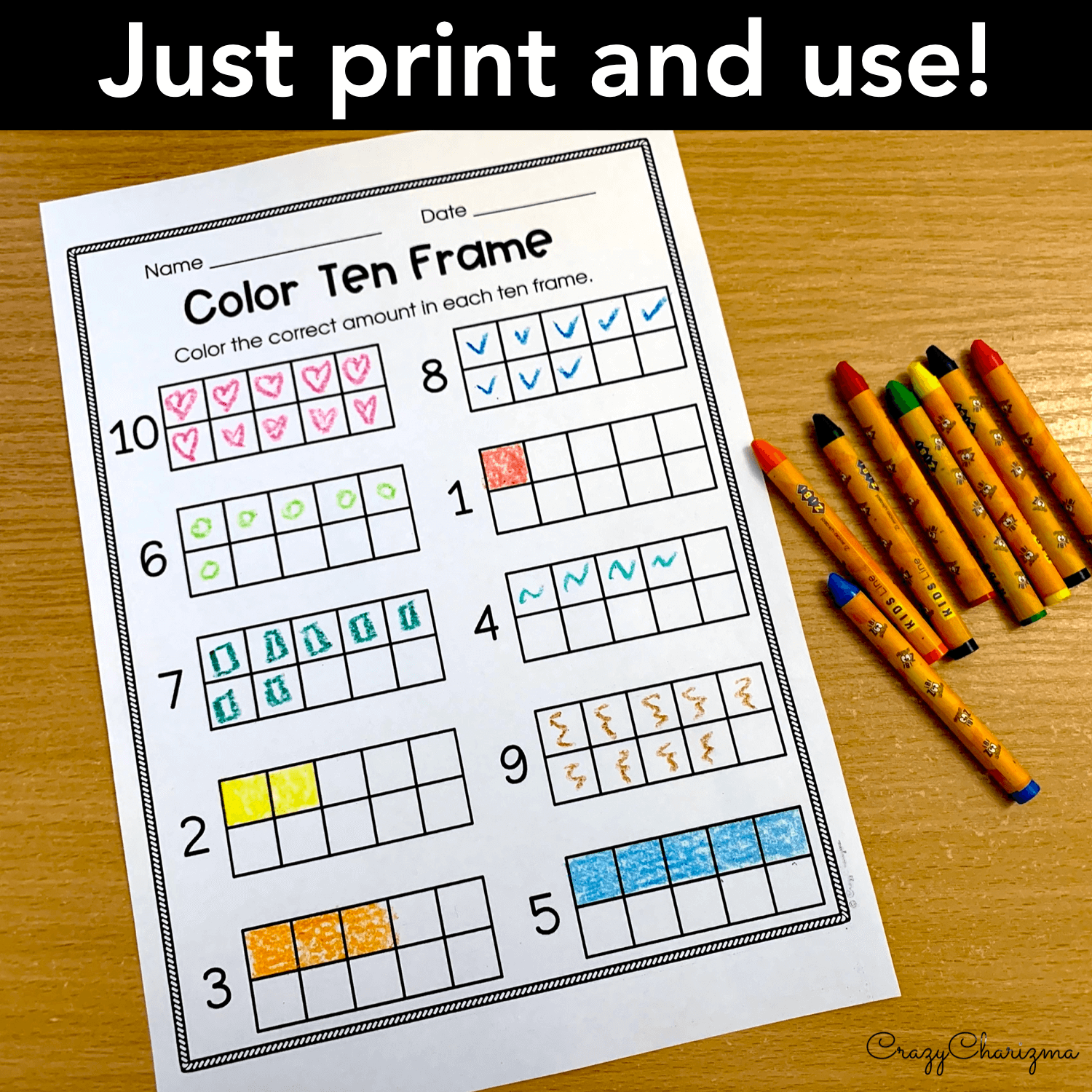 Ten Frame Practice Worksheets Numbers 1-10 | Made By Teachers