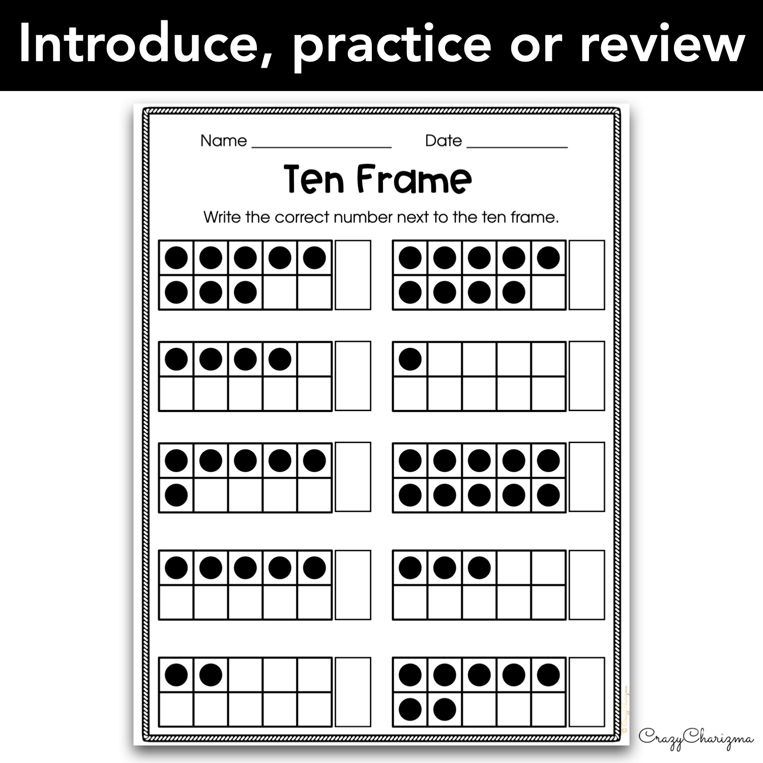 Ten Frame Practice Worksheets Numbers 1-10 | Made By Teachers