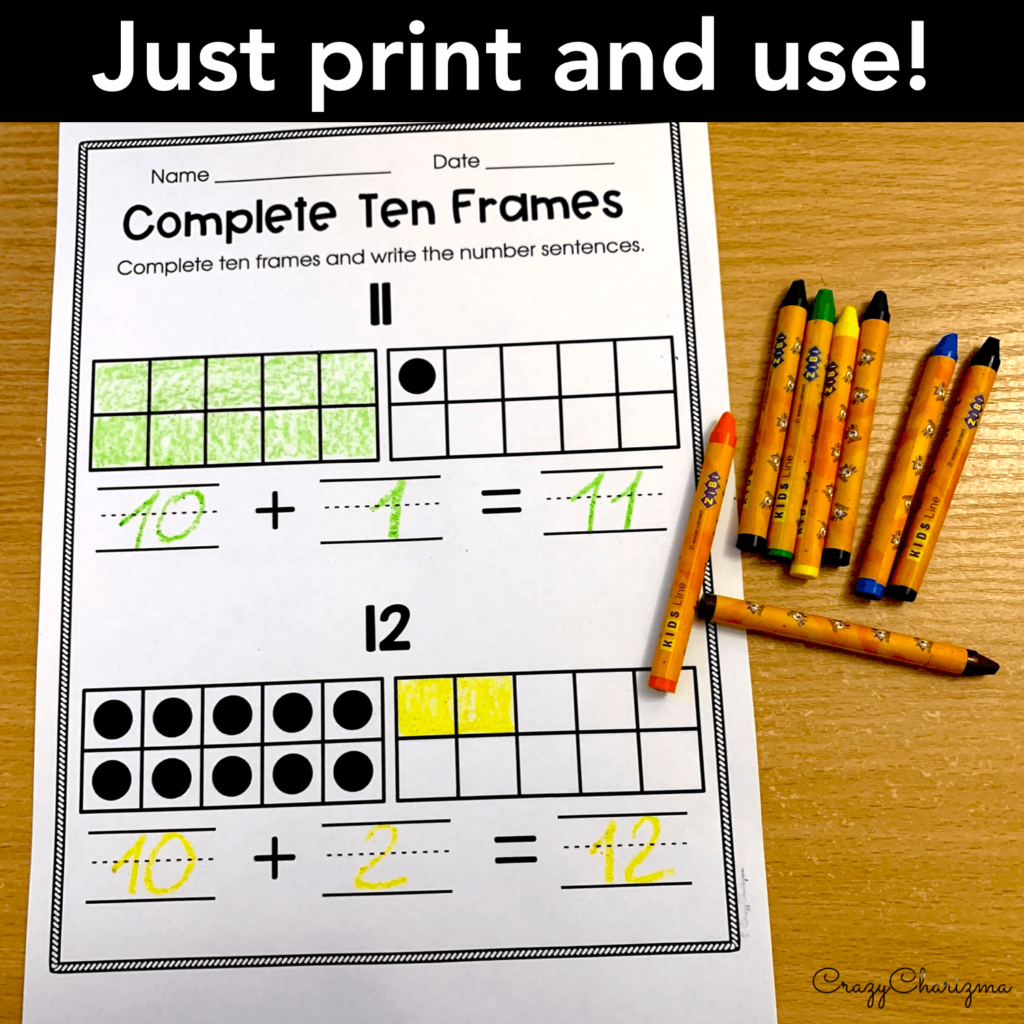Teen Numbers Practice with Ten Frame Addition Worksheets | Made By Teachers