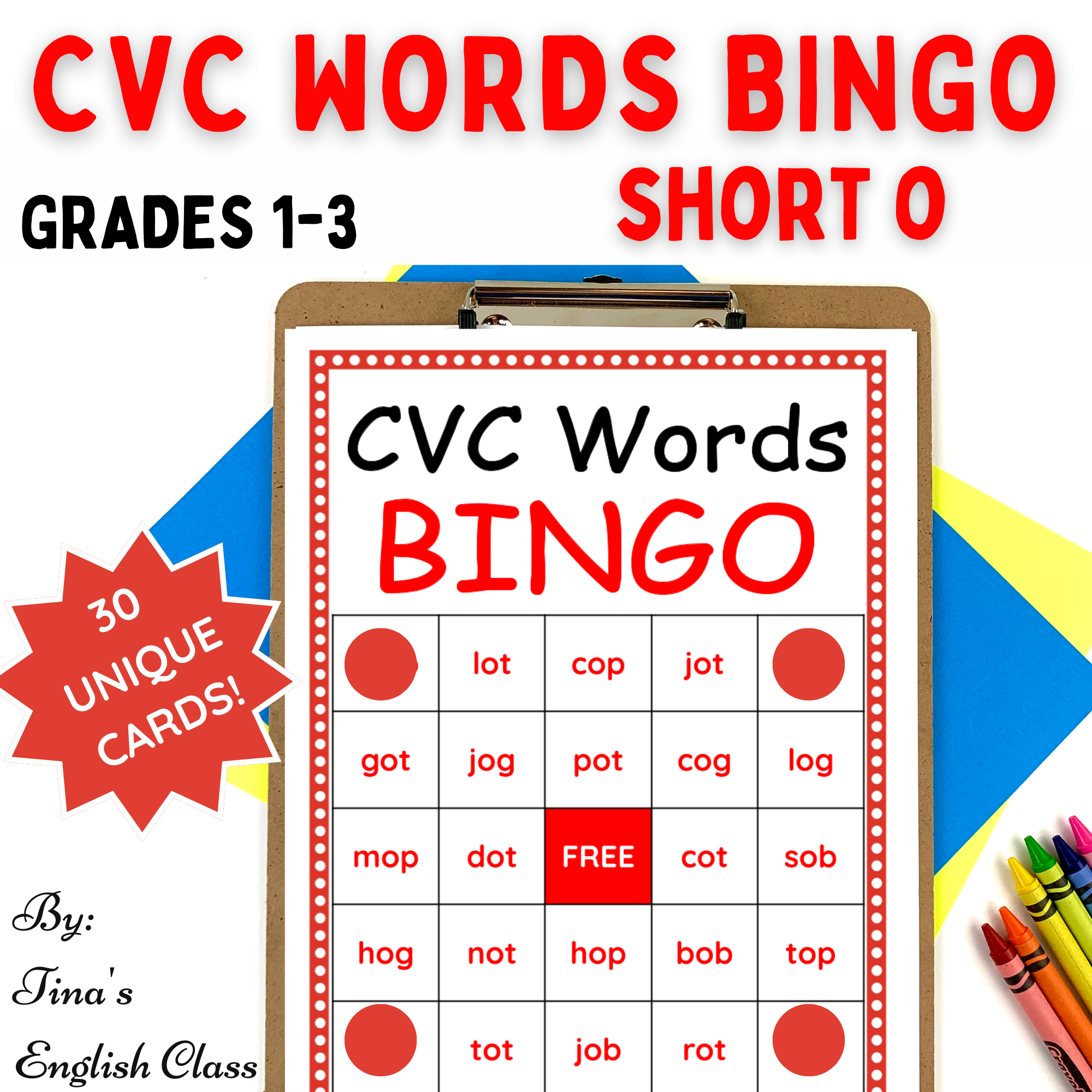 CVC Words BINGO Short O Grades 1 2 3 Homeschool ESL LOW PREP CVC Words BINGO Short O Grades 1 2 3 Homeschool ESL LOW PREP